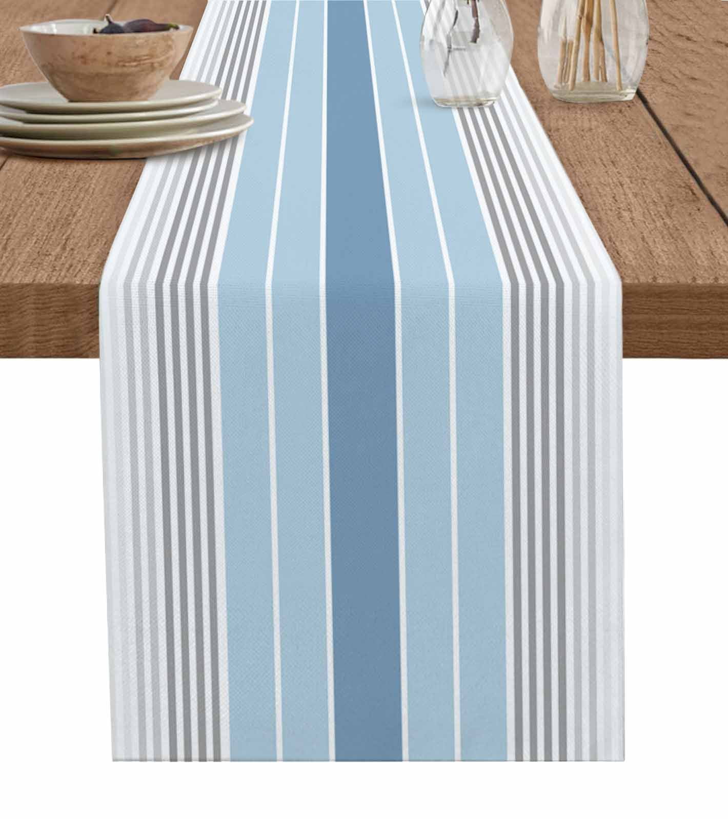 Blue Striped Table Runner 36 Inches, Modern Minimalist Gradient Lines ...