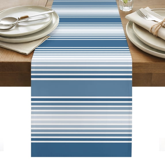 Blue Striped Table Runner Blue Ombre Farmhouse Stripes Tablerunners 13 ...