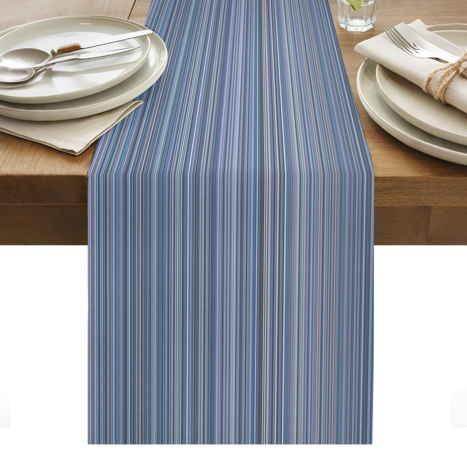 Blue Striped Table Runner Farmhouse Blue Stripes Thin Line Tablerunners ...