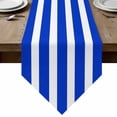 Blue Striped Table Runner Linen Burlap Table Runner 120 Inches Long ...