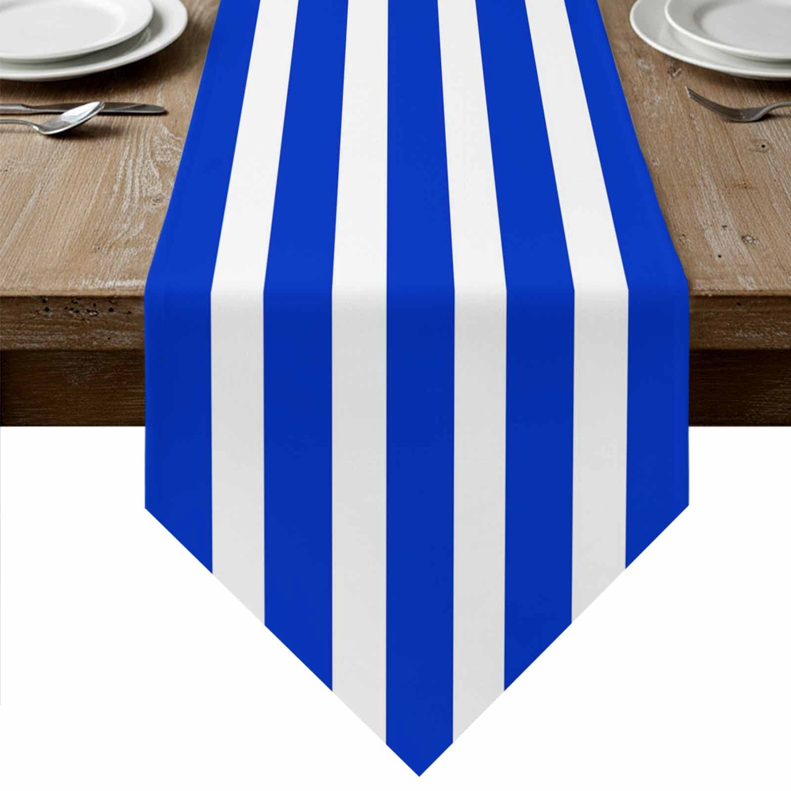 Blue Striped Table Runner Linen Burlap Table Runner 72 Inches Long ...