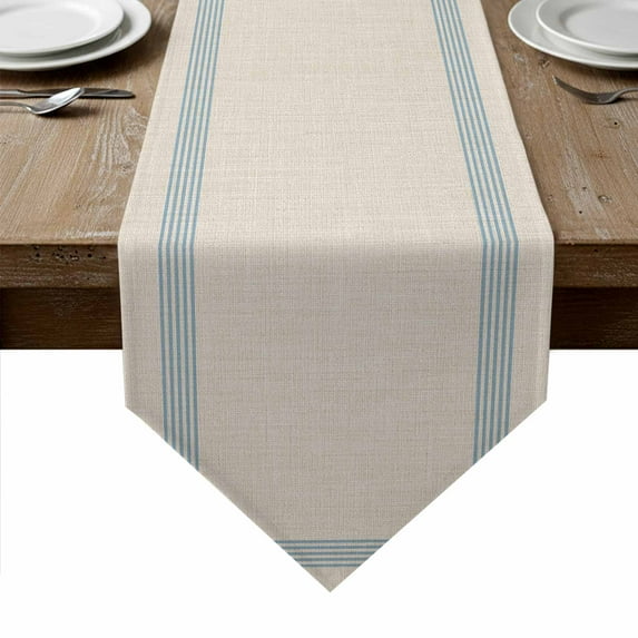 Blue Striped Table Runner Linen Burlap Table Runner 72 Inches Long ...