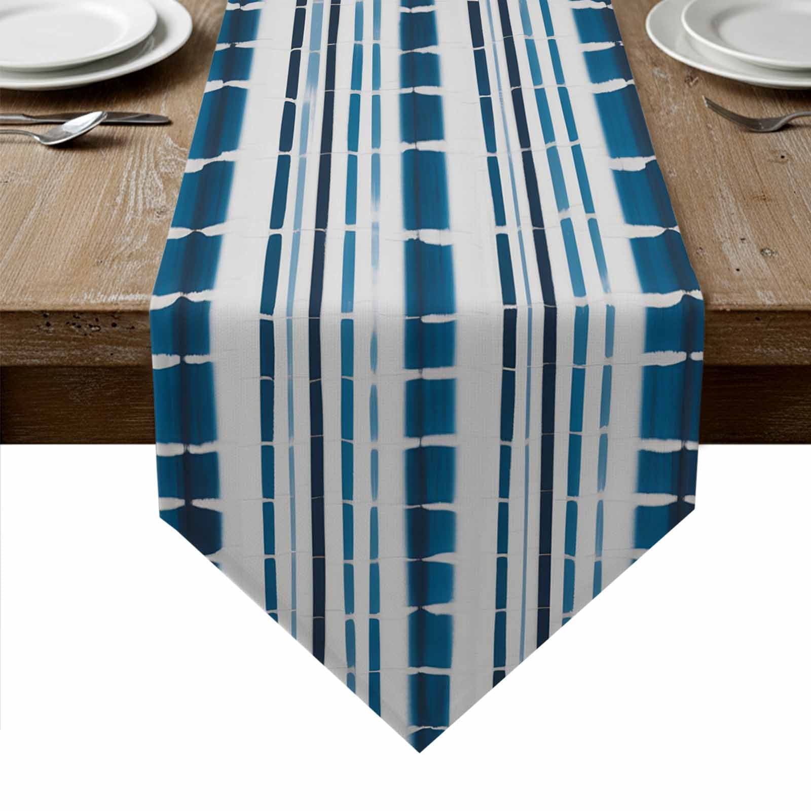 Blue Striped Table Runner Linen Burlap Table Runner 72 Inches Long ...