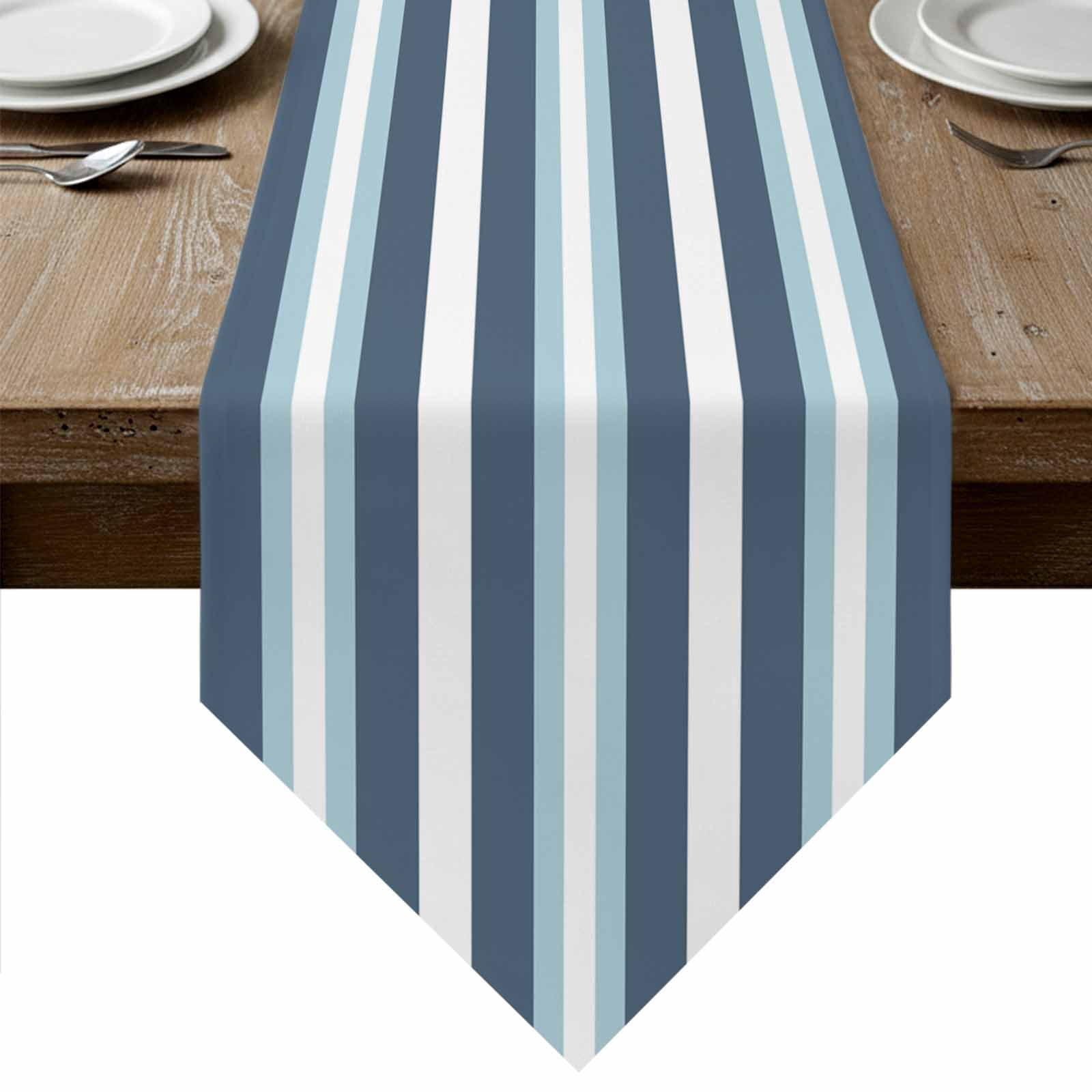 Blue Striped Table Runner Linen Burlap Table Runner 72 Inches Long ...