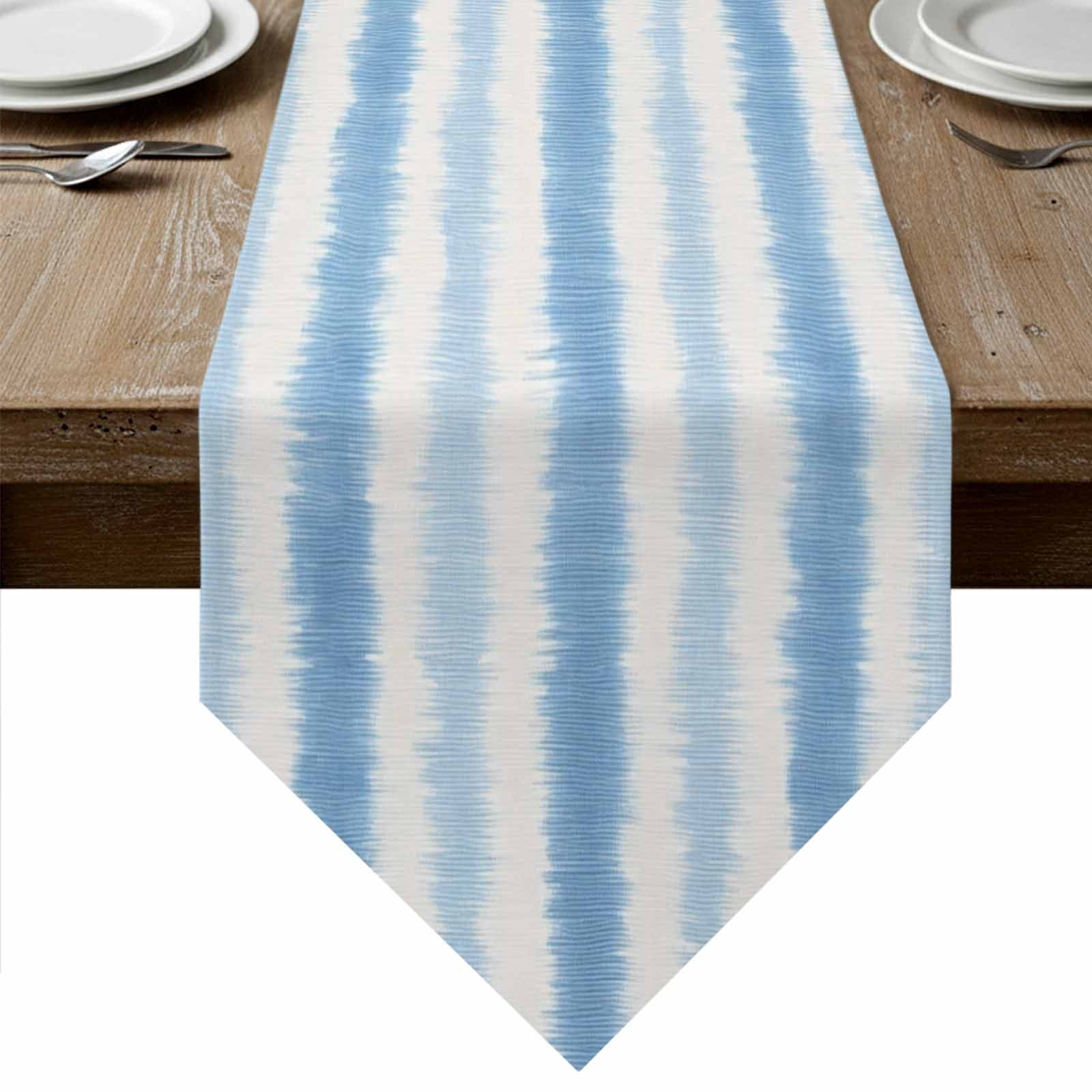 Blue Striped Table Runner Linen Burlap Table Runner 72 Inches Long ...
