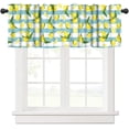 Blue Striped Valance for Windows,Modern Fruit Pattern Rod Pocket Small ...