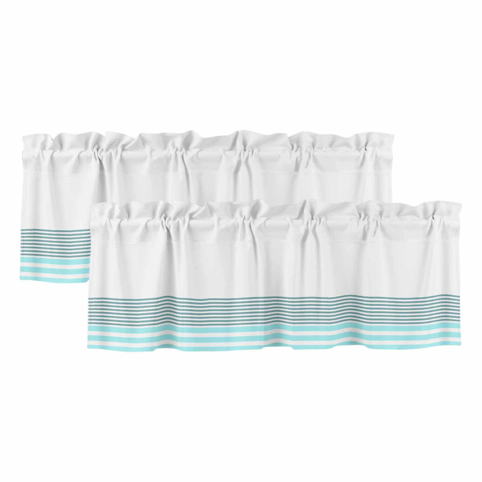 Blue Striped Valances for Windows, Decorative Rod Pocket Window Valance ...