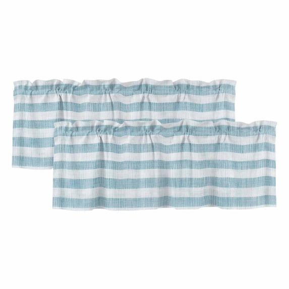 Blue Striped Valances for Windows, Decorative Rod Pocket Window Valance ...