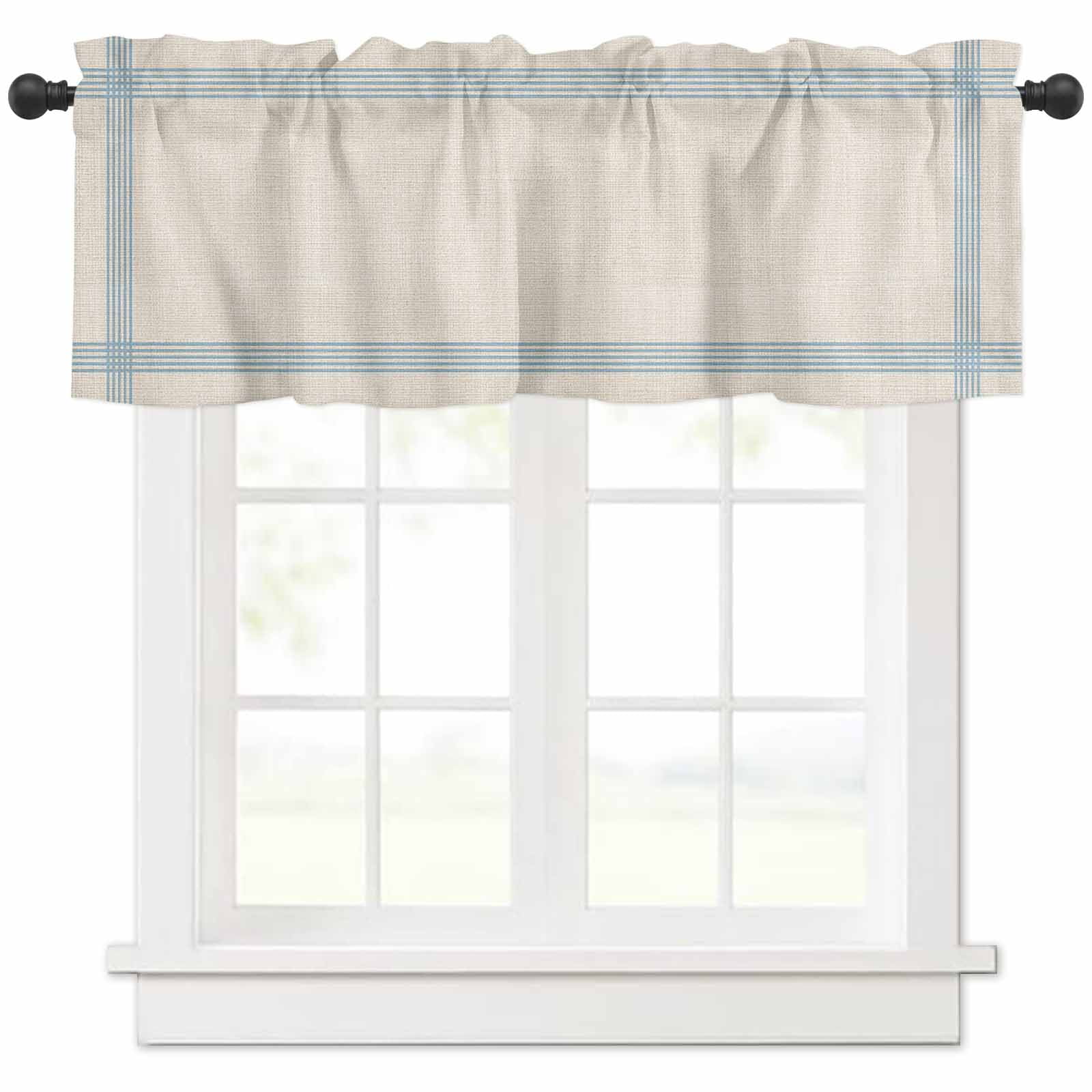 Blue Striped Valances for Windows Farmhouse Kitchen Curtains Valances ...
