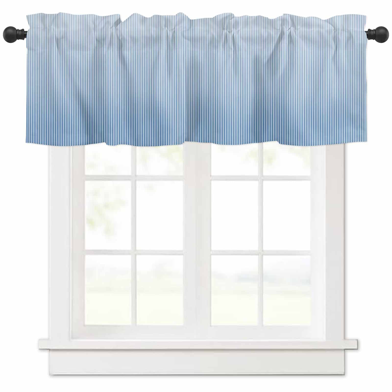 Blue Striped Valances for Windows Farmhouse Kitchen Curtains Valances ...
