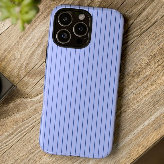 Blue Striped Vertical Line Minimal Art iPhone Case 17 16 15 14 13 12 11 ...