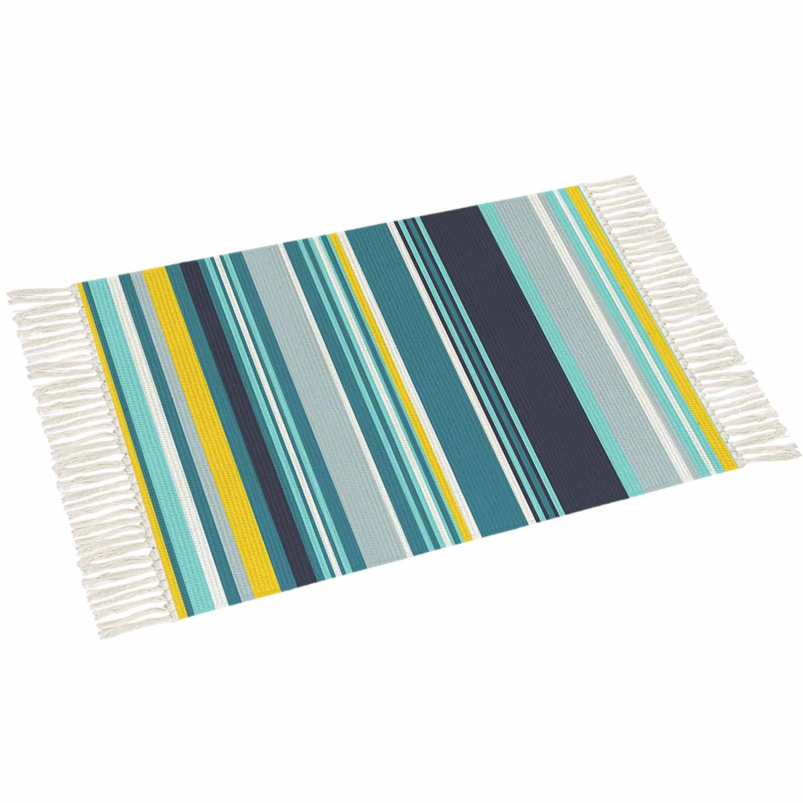 Blue Striped Washable Bath Rug - 2x3 Entry Rug Washable Indoor Bathroom ...