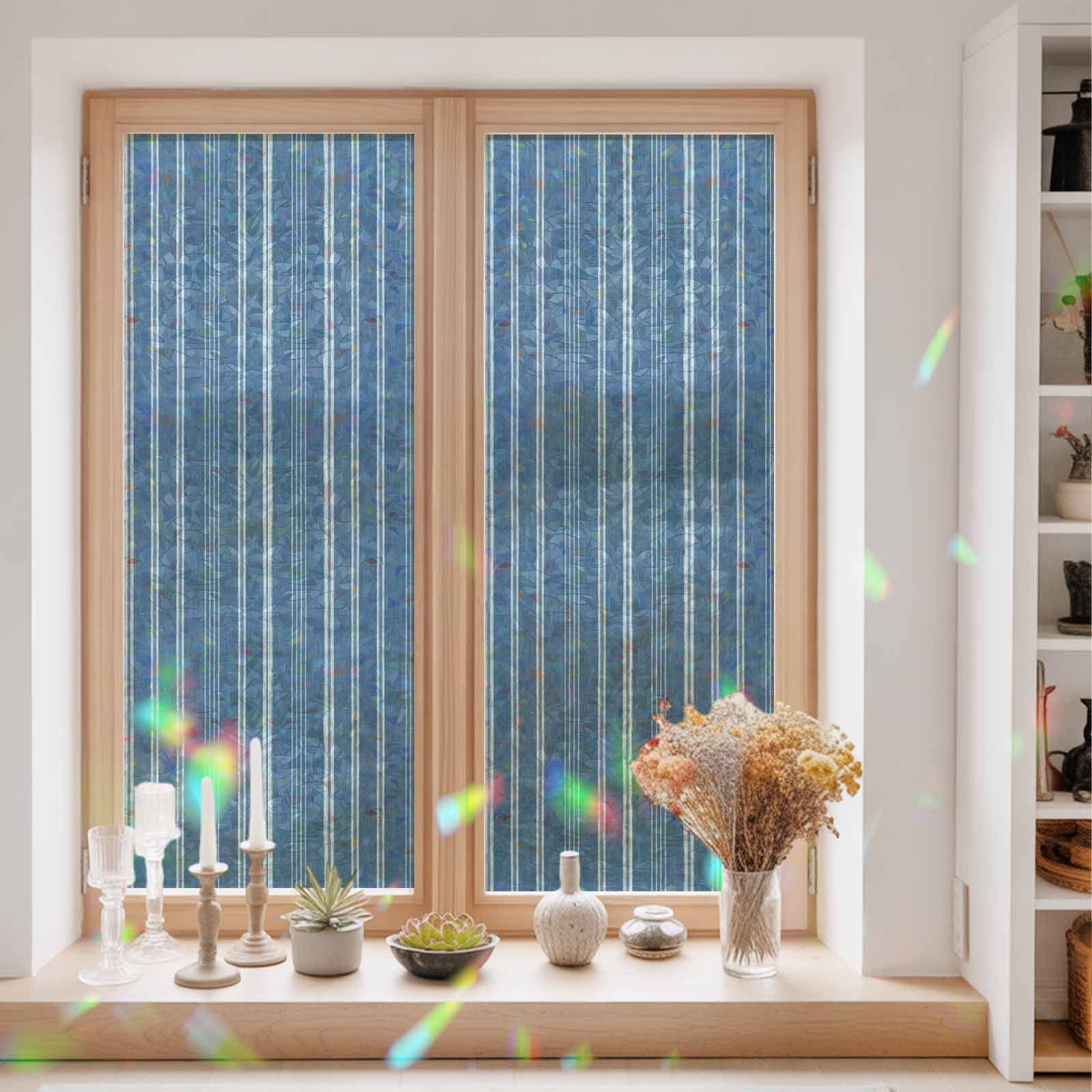 Blue Striped Window Privacy Film Minimalism Stripes Modern Vintage ...