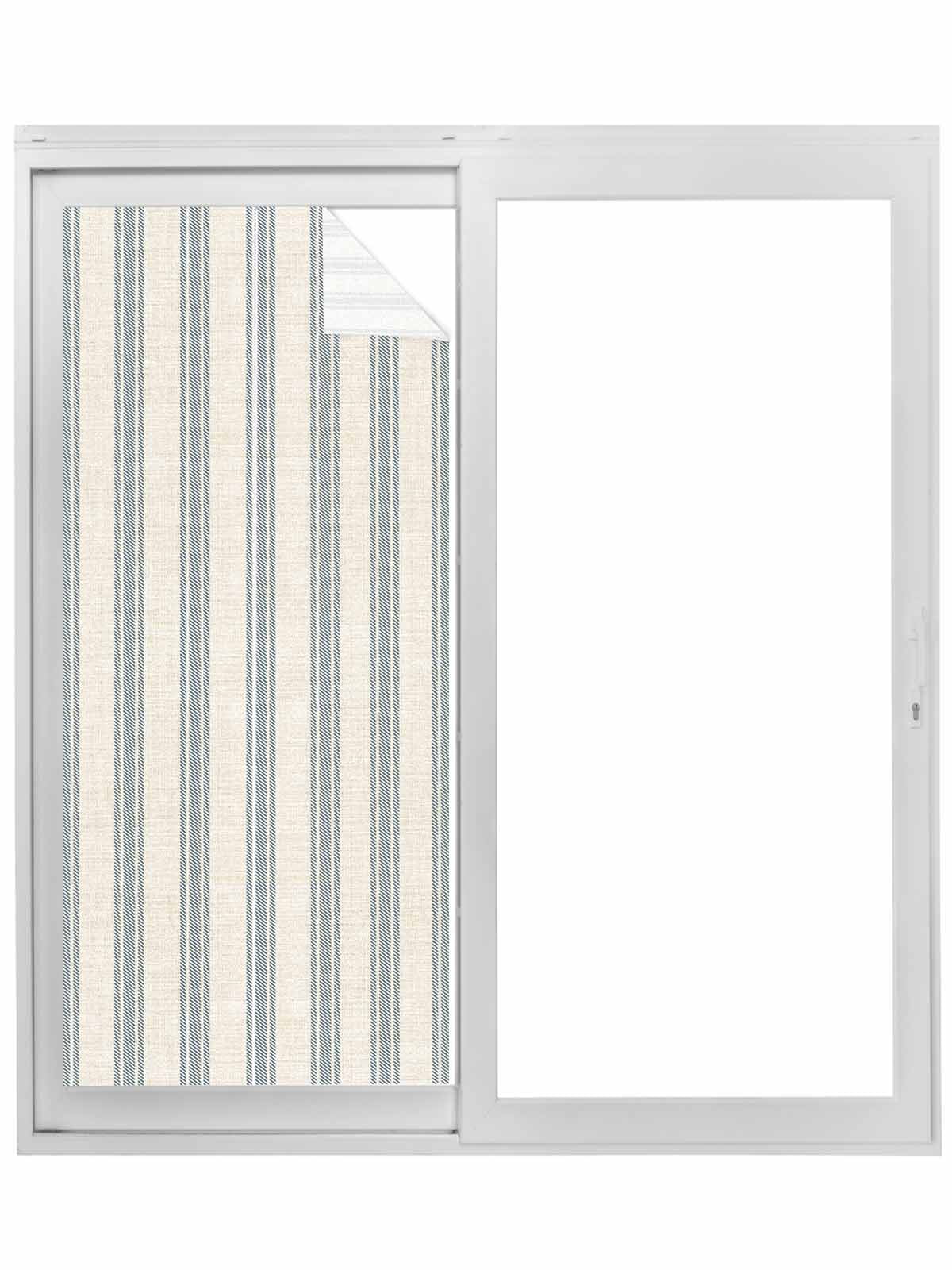 Blue Striped Window Privacy Film, Modern Farmhouse Stripes Rustic ...