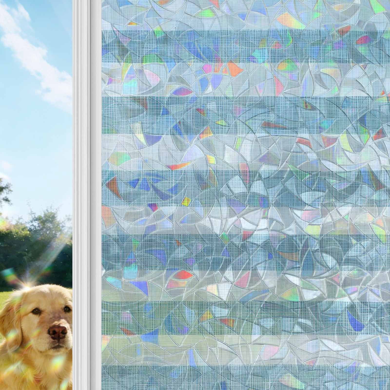 Blue Striped Window Privacy Film Stain Glass, Reusable Decorative ...