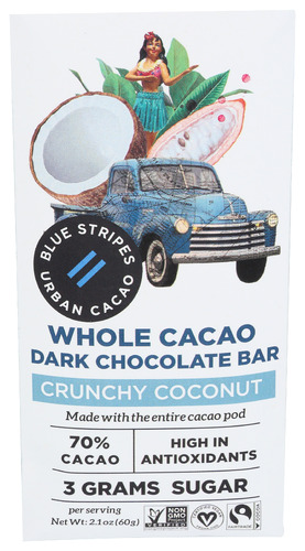Blue Stripes Bar Whole Cocoa Crunchy Coconut 2.1 oz (Pack Of 12 ...