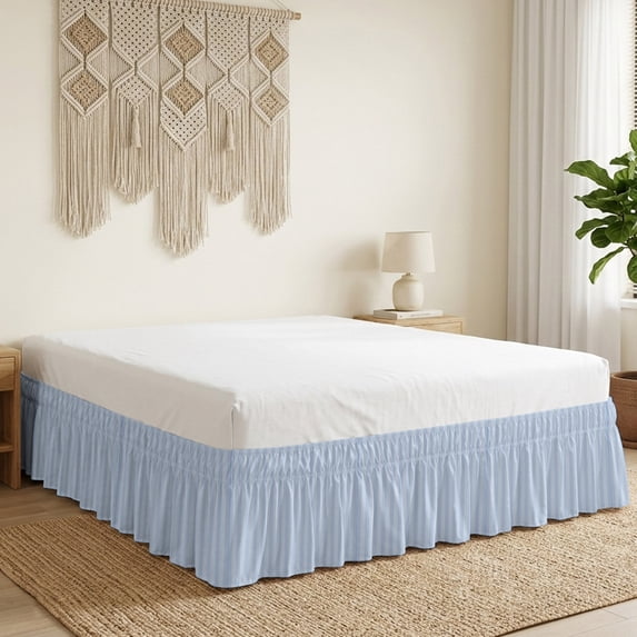 Blue Stripes Bed Skirt Bed Skirts King Size 16 Inch Drop, Modern ...