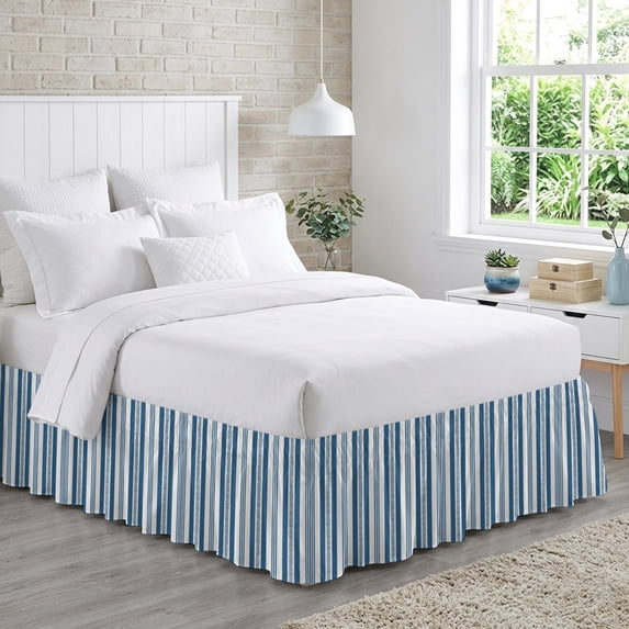 Blue Stripes Bed Skirt California King Size 18 Inch Drop, Classic ...
