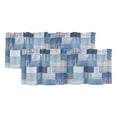 Blue Stripes Blocks 2 Panels Kitchen Valance, Abstract Coastal ...