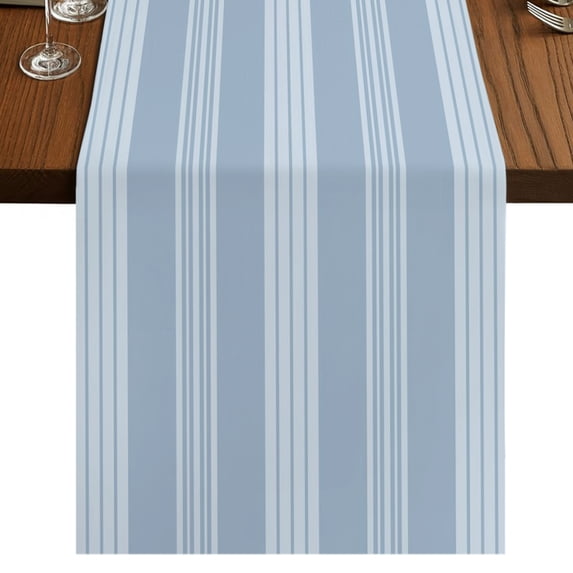 Blue Stripes Burlap Cotton Table Runner 13x60 Inches Long, Modern ...