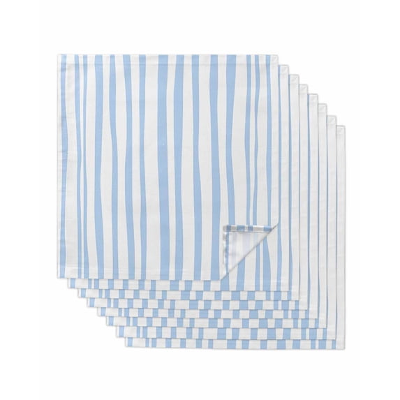 Blue Stripes Cloth Napkins Set of 8 Reusable Dinner Napkins, Minimalist ...