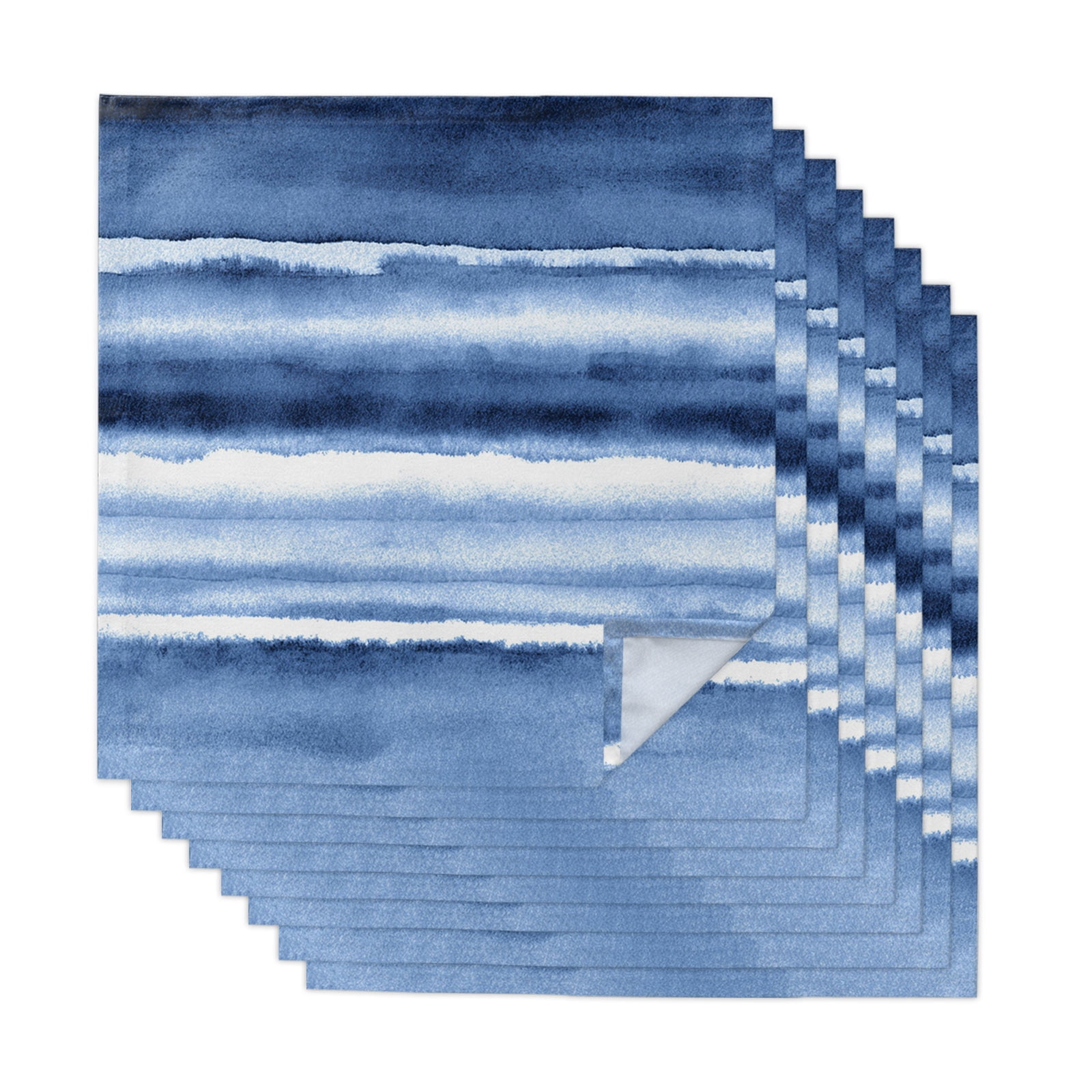 Blue Stripes Cloth Napkins, Watercolor Retro Ombre Abstract Tie Dye Art ...