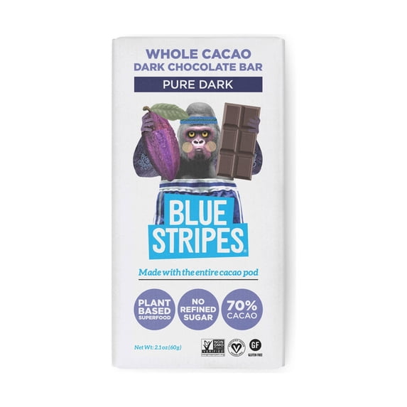 Blue Stripes Dark Chocolate Pure Bar 2.1 oz (Pack Of 12) - Walmart.com