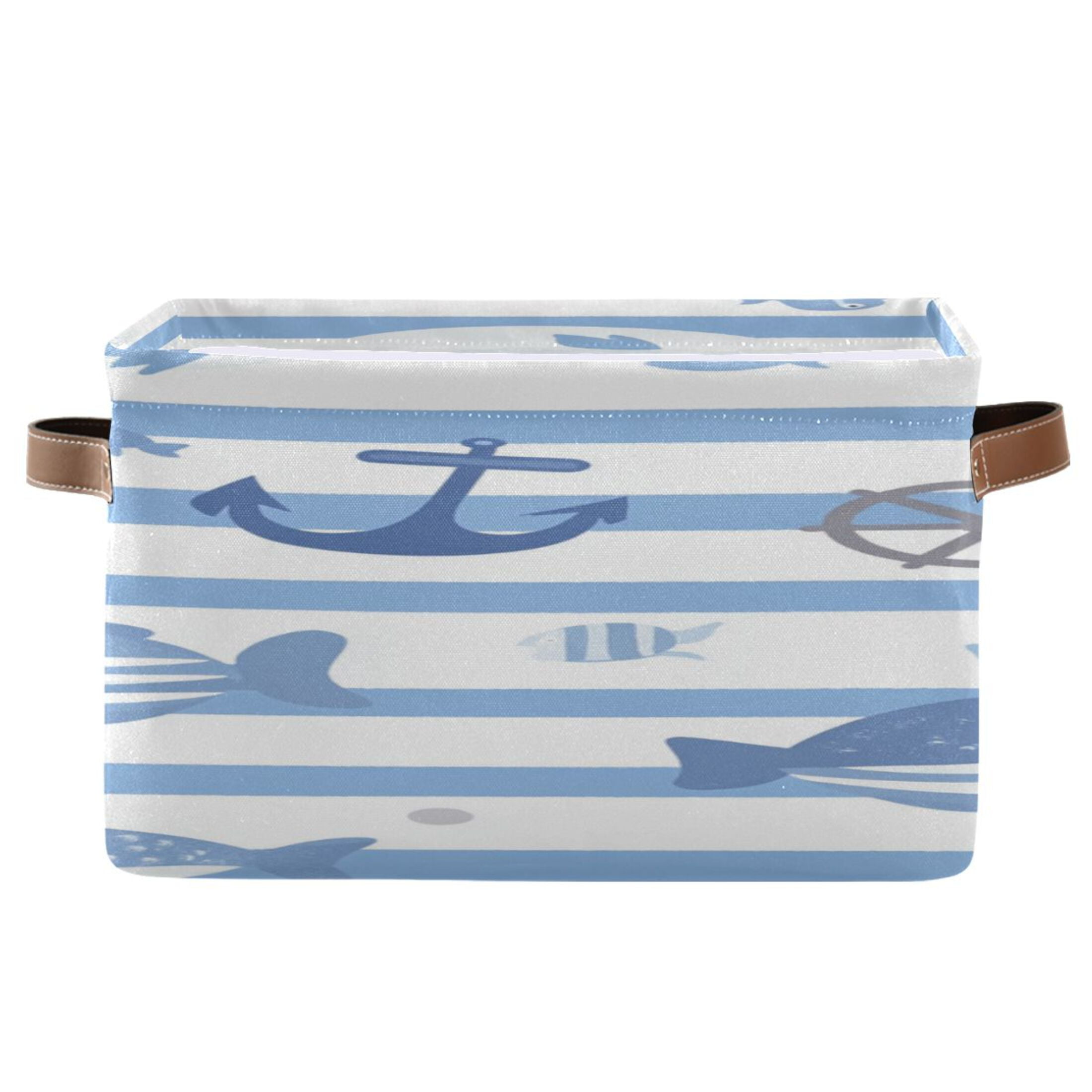 Blue Stripes Fishes Kellges Cute Square Storage Bins with Handles ...
