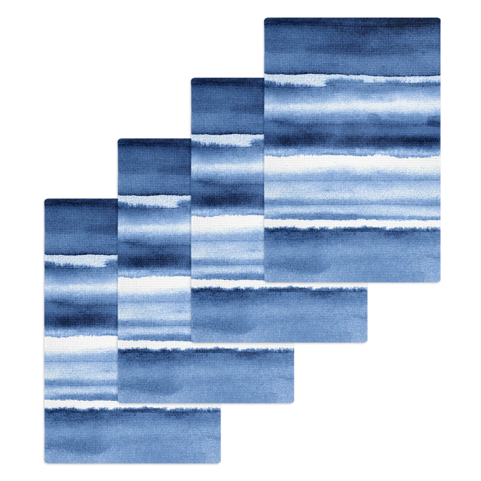 Blue Stripes Kitchen Dish Towels for Drying Dishes Set of 4, Watercolor ...