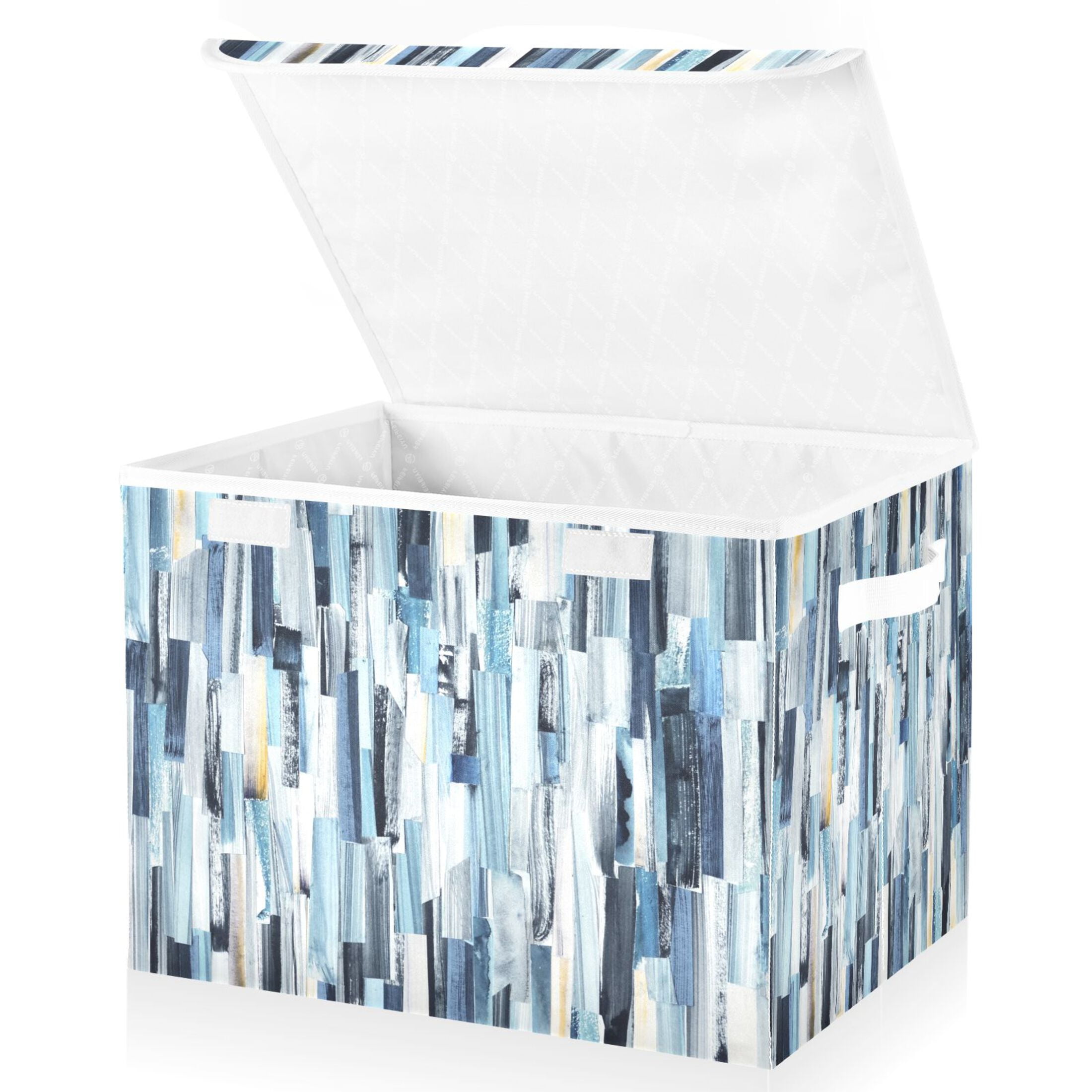 Blue Stripes Large Lidded Storage Bin Foldable Storage Boxes Cubes ...