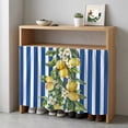 Blue Stripes Lemon Cabinet Curtain 35"Wx35"L,Dustproof Under Sink Skirt ...