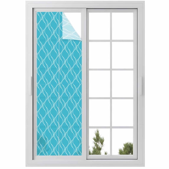 Blue Stripes Line Window Privacy Film, Country Abstract Art Waves ...