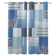Blue Stripes Plaid Kitchen Curtains Farmhouse Abstract Ombre Blocks ...