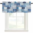 Blue Stripes Plaid Valances for Windows Farmhouse Kitchen Curtains ...