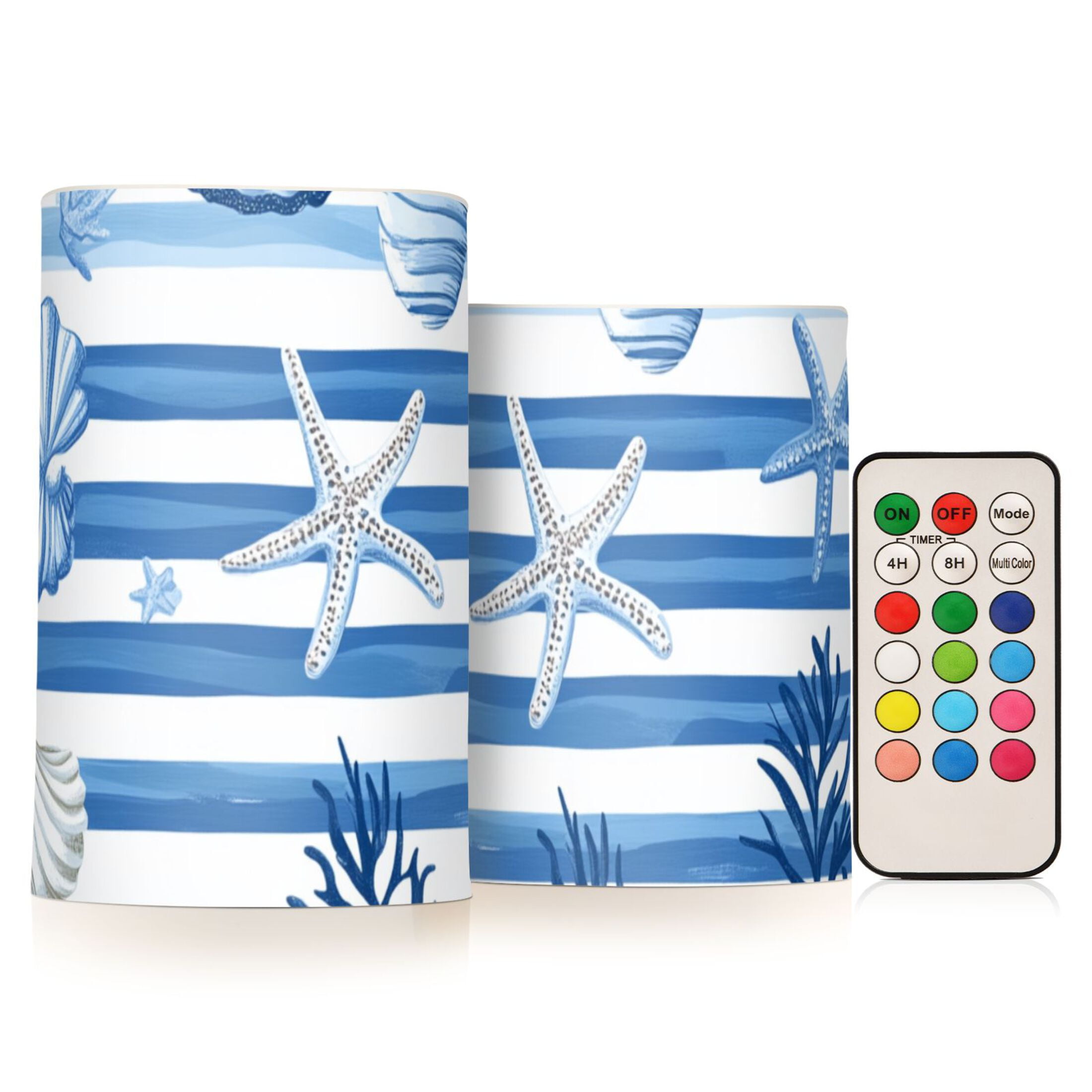 Blue Stripes Shells Starfishes Water Plants Flickering Flameless ...