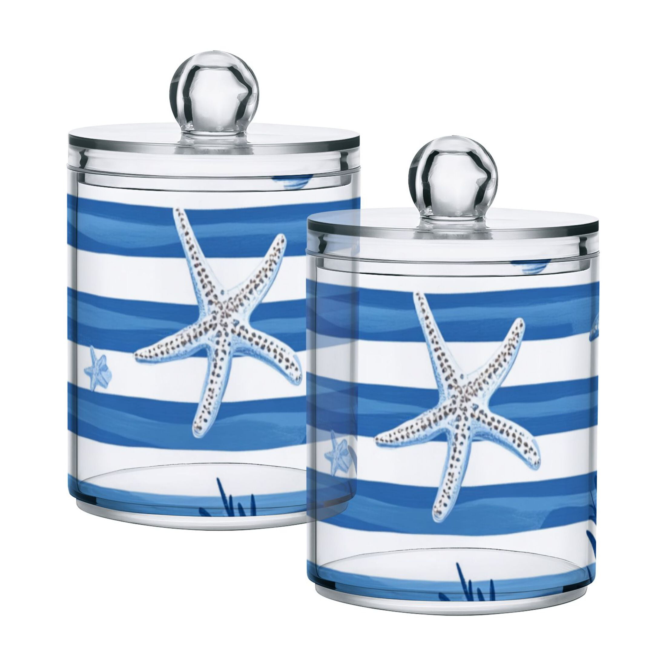 Blue Stripes Shells Starfishes Water Plants Translucent Plastic Cans ...