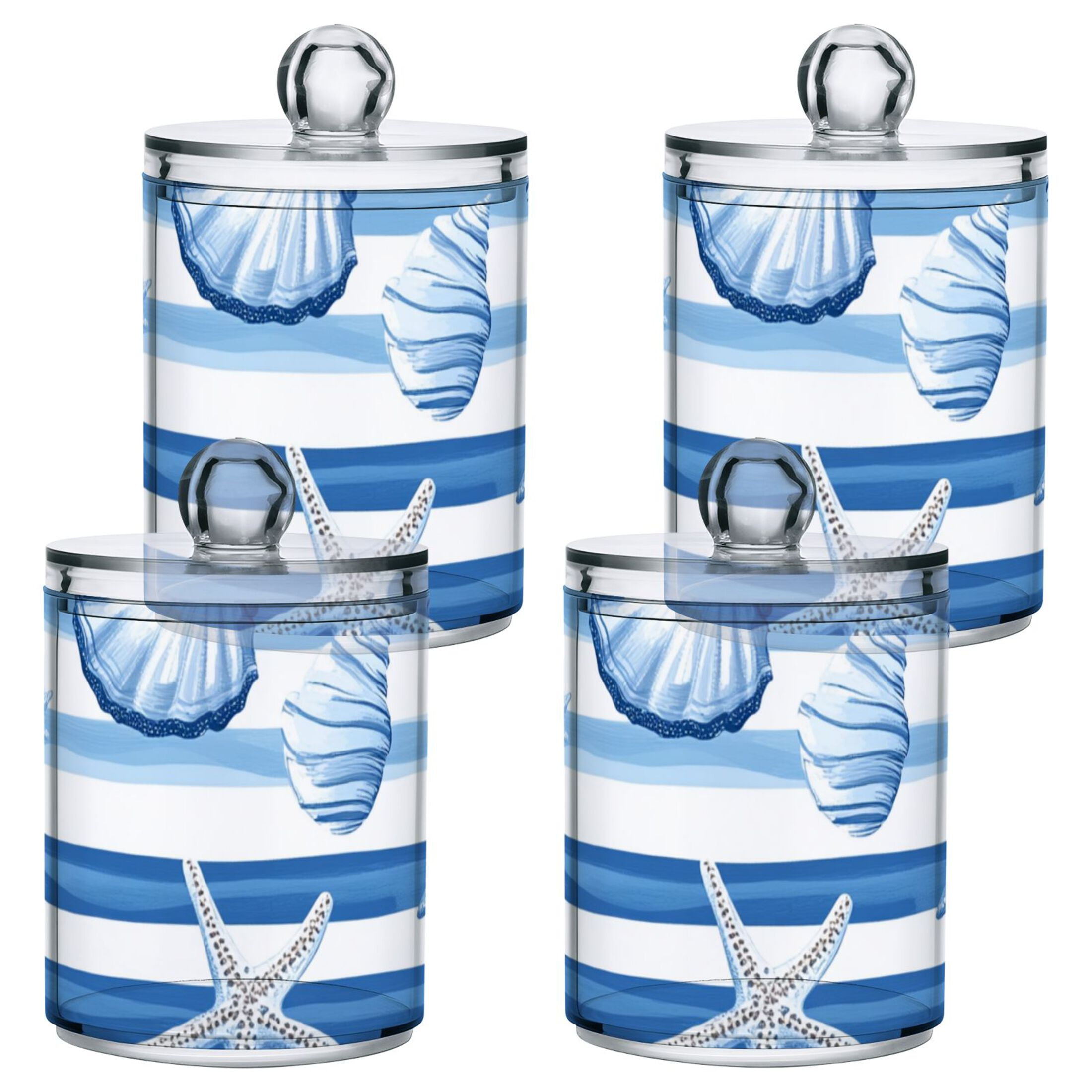 Blue Stripes Shells Starfishes Water Plants Translucent Plastic Cans ...