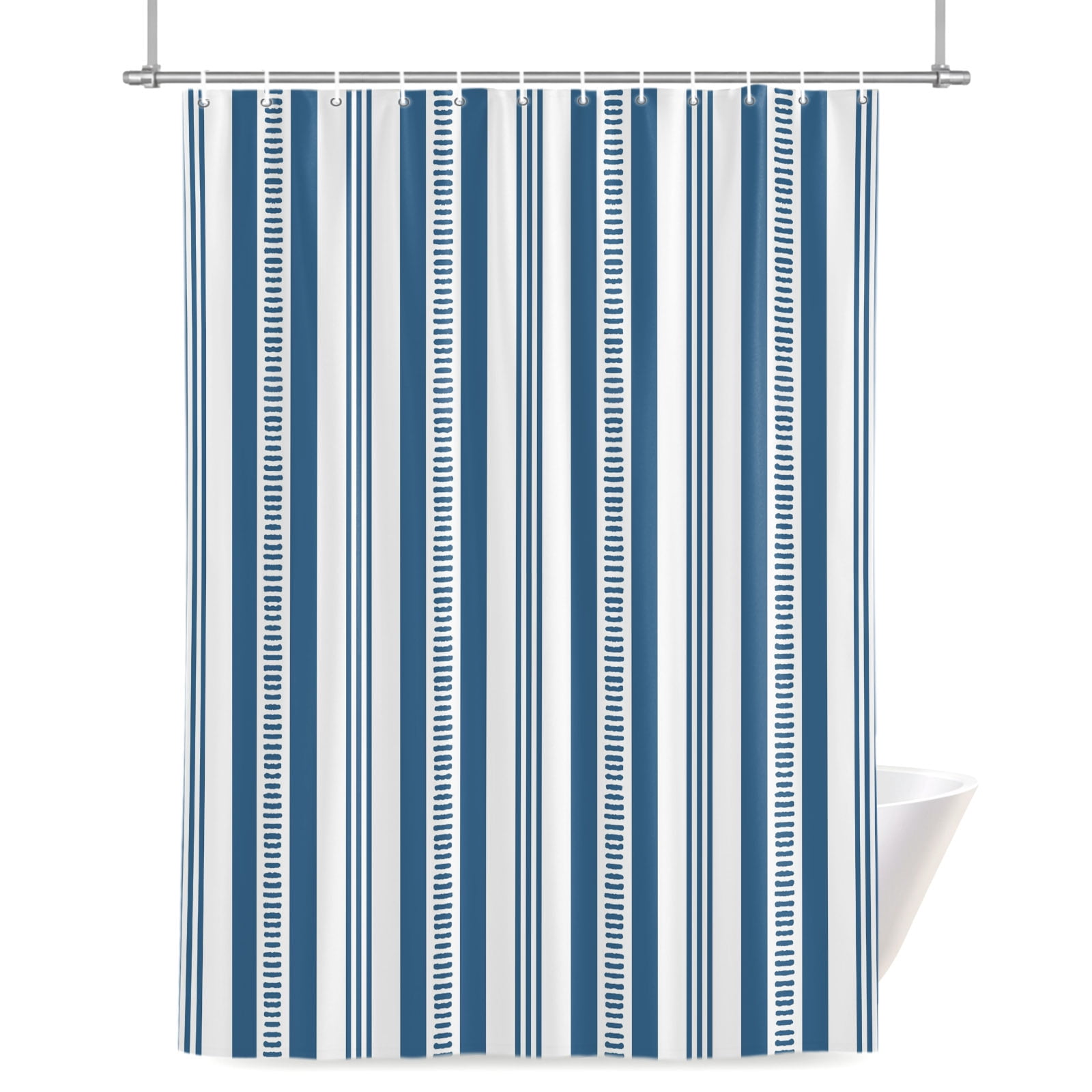 Blue Stripes Shower Curtains for Bathroom, Classic Minimalist Stripe ...