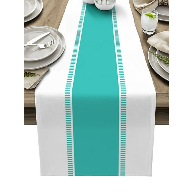 Blue Stripes Solid Color Table Runner Modern Party Dining Table Runner ...