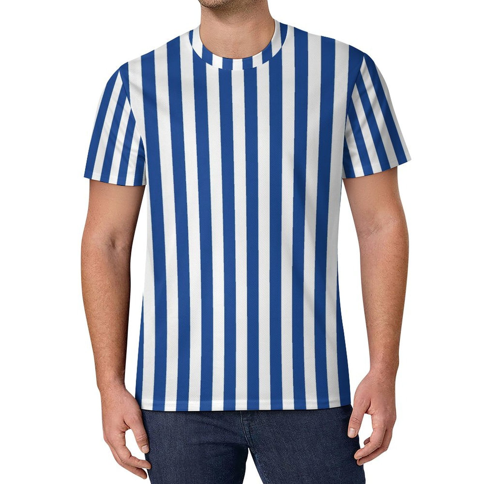 Blue Stripes TShirt White And Blue Trendy T Shirts Short Sleeve Pattern ...
