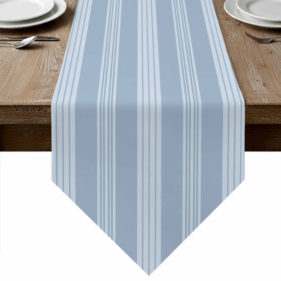 Blue Stripes Table Runner Linen Burlap Table Runner 72 Inches Long ...
