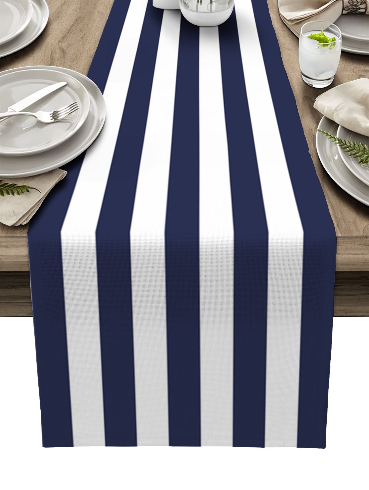 Blue Stripes Table Runner Simple Blue White Texture Tablerunners 13 x ...