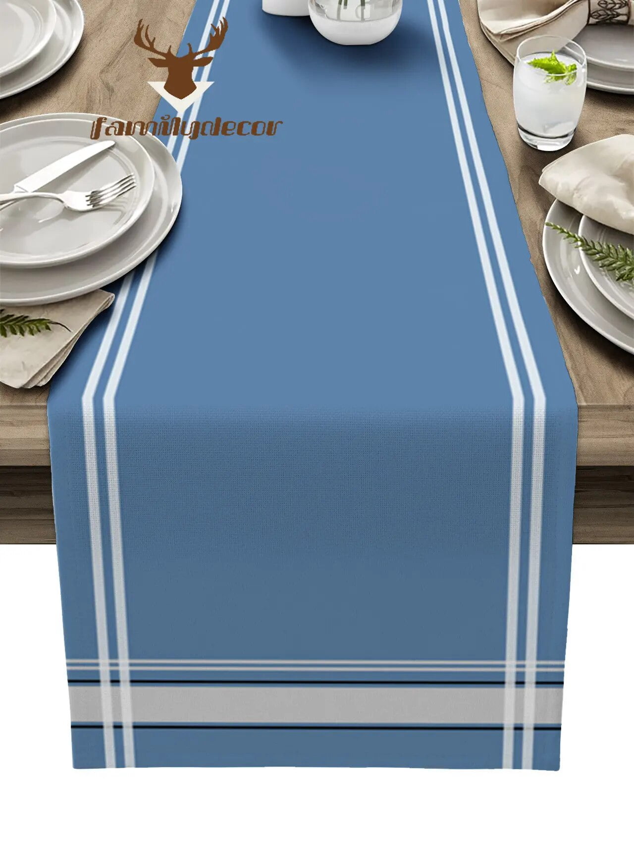 Blue Stripes Texture Table Runner Home Wedding r Table Flag Mat Table ...