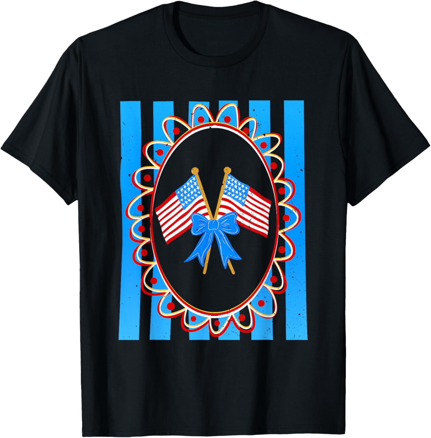 Blue Stripes Usa American Flag Faith 4th July Memorial Day T Shirt