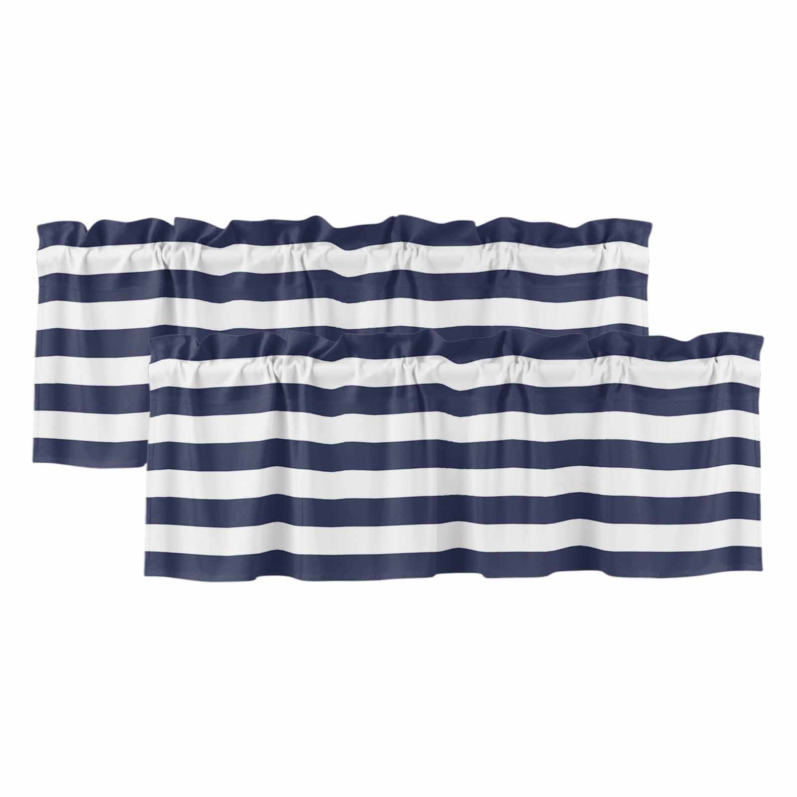 Blue Stripes Valances for Windows, Simple Blue White Texture Light ...