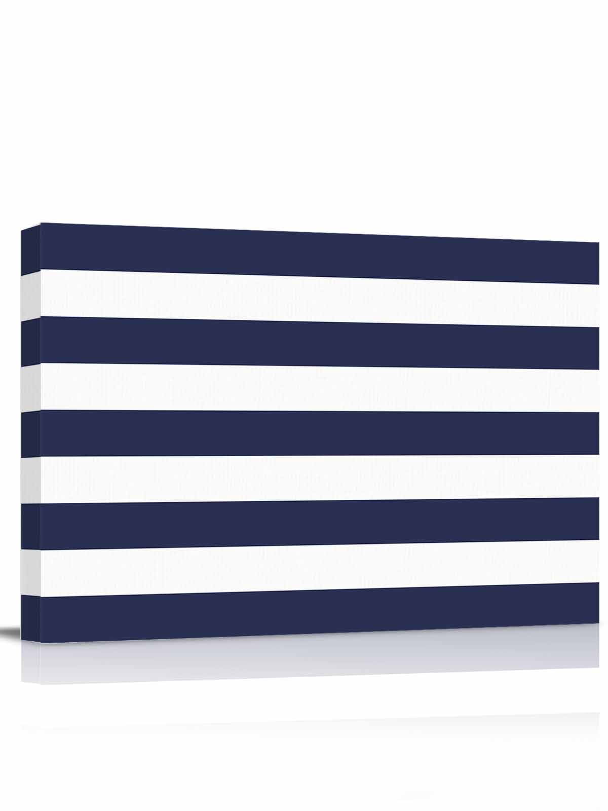 Blue Stripes Wall Art for Living Room, Canvas Picture Wall Decor for ...