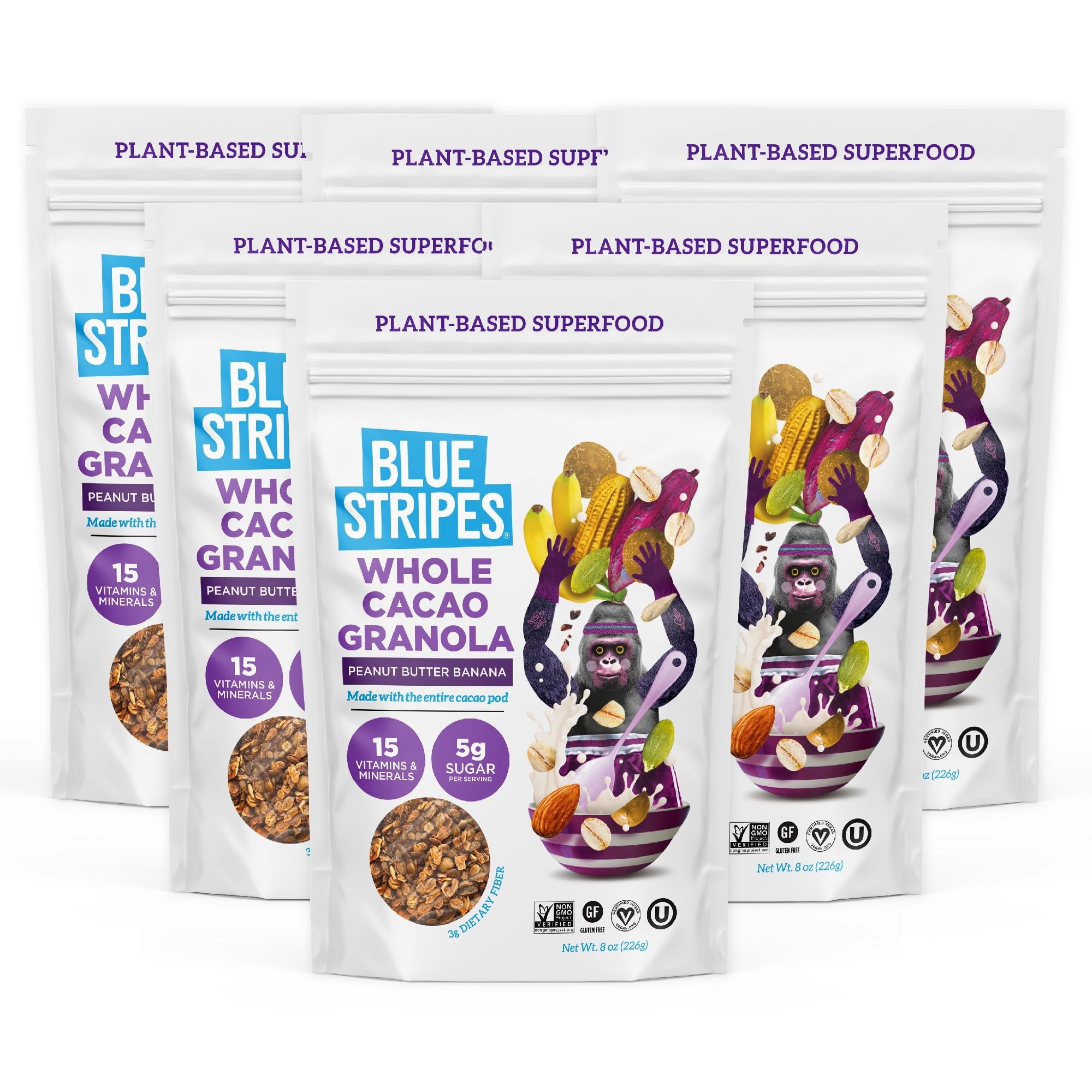 Blue Stripes Whole Cacao Granola (Peanut BSL1 Butter Banana) - Gluten ...