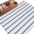 Blue Strips Rectangle Area Rug 8x10 ft Classic Pink Lines Abstract ...
