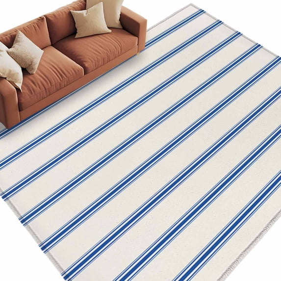Blue Strips Rectangle Area Rug 8x10 ft Classic Pink Lines Abstract ...