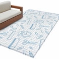 Blue Study Stationery Area Rug 3x5 Washable Rug Non Slip Modern Art ...